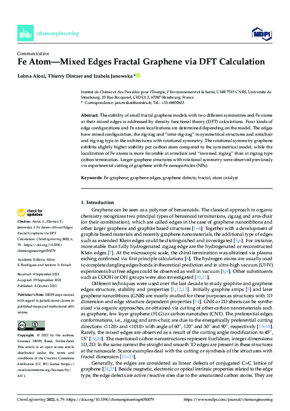 (PDF) Fe Atom—Mixed Edges Fractal Graphene via DFT Calculation
