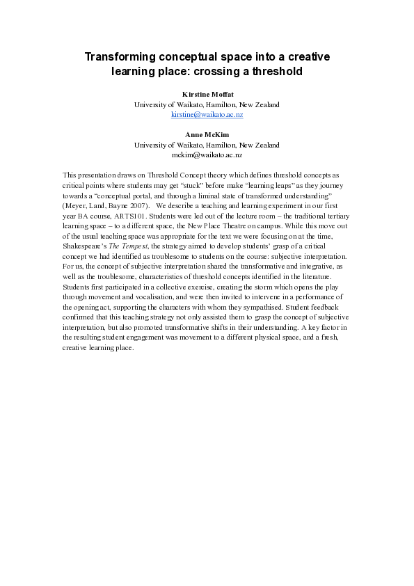 (PDF) Transforming conceptual space into a creative learning place ...