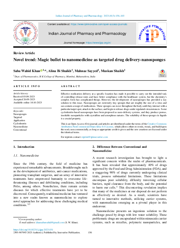 (PDF) Novel trend: Magic bullet to nanomedicine as targeted drug ...