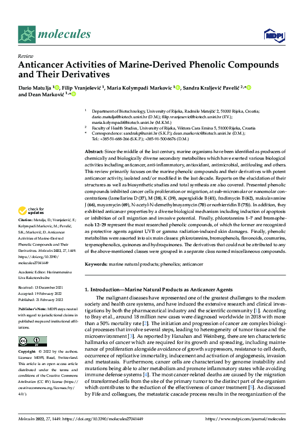 (PDF) Anticancer Activities of Marine-Derived Phenolic Compounds and ...