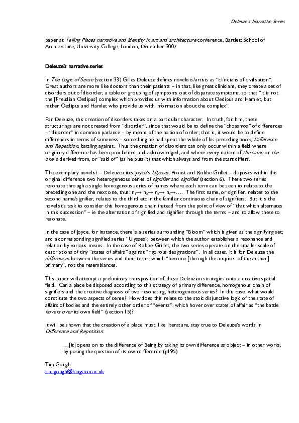 (PDF) Deleuz's narrative series