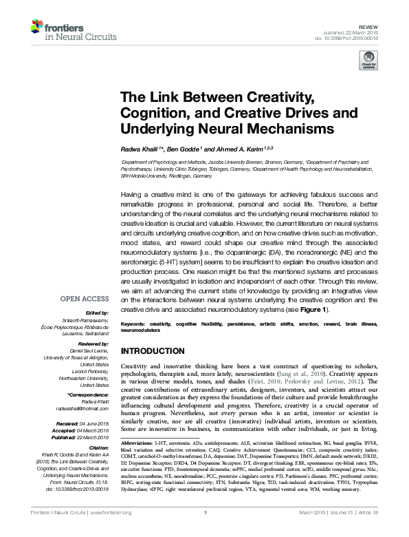 (PDF) The Link Between Creativity, Cognition, and Creative Drives and ...