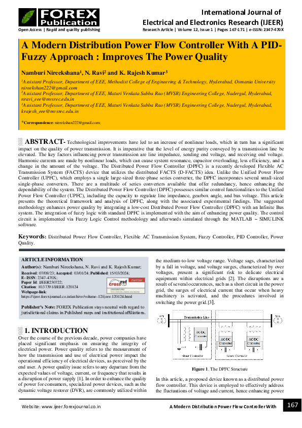 (PDF) A Modern Distribution Power Flow Controller With A PID-Fuzzy ...