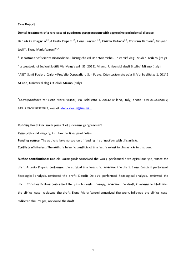 (PDF) Dental treatment of a rare case of pyoderma gangrenosum with ...