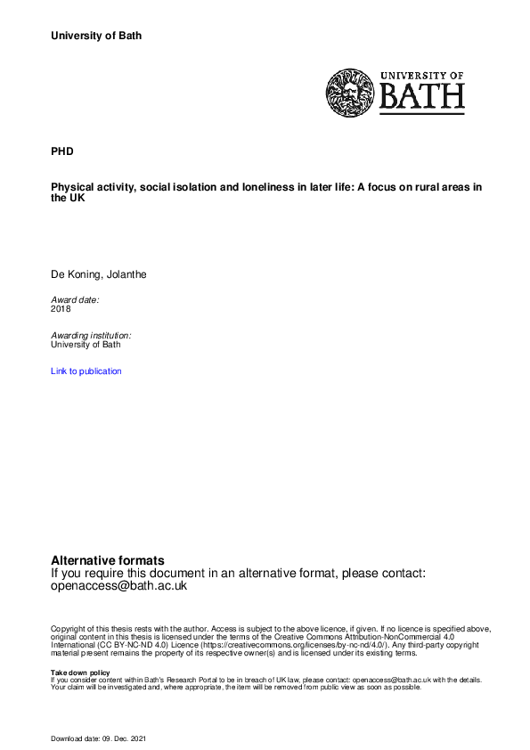 (PDF) Physical activity, social isolation and loneliness in later life ...