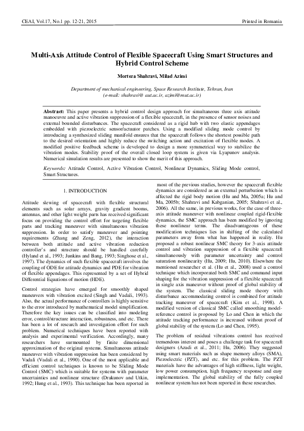 (PDF) Multi-Axis Attitude Control of Flexible Spacecraft Using Smart ...