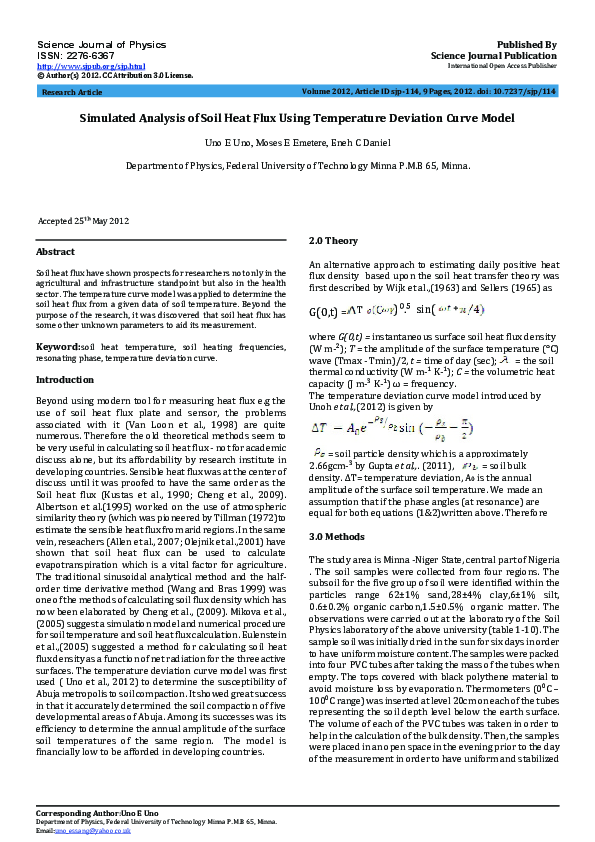 (PDF) Simulated Analysis of Soil Heat Flux Using Temperature Deviation ...