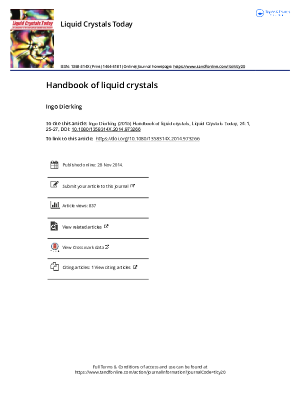 (PDF) Handbook of Liquid Crystals