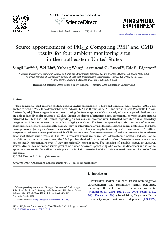 (PDF) Source apportionment of PM2.5: Comparing PMF and CMB results for ...