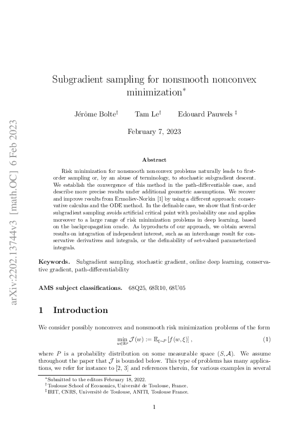 (PDF) Subgradient Sampling for Nonsmooth Nonconvex Minimization