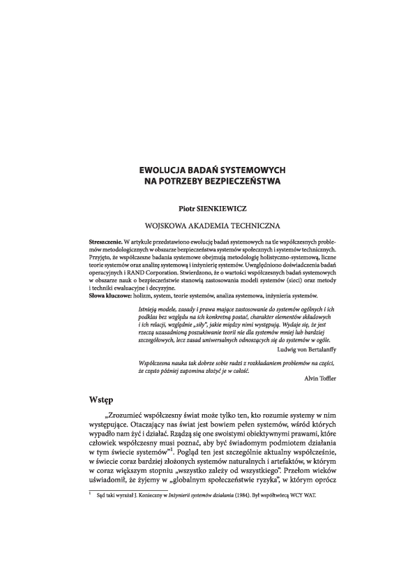 (PDF) The Evolution of Systems Analysis for Security Commitment | Piotr Sienkiewicz - Academia.edu