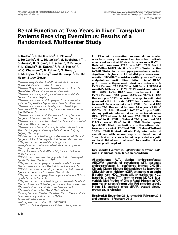 (PDF) Renal Function at Two Years in Liver Transplant Patients ...
