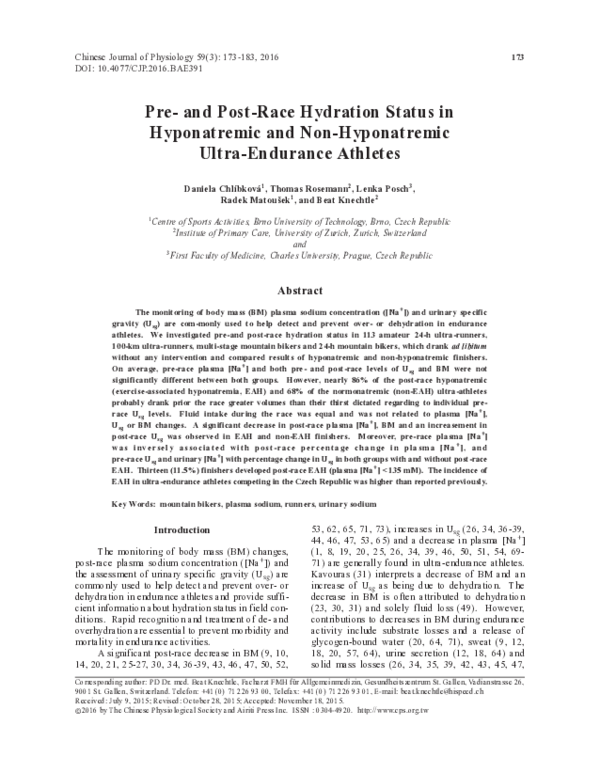 (PDF) Pre- and Post-Race Hydration Status in Hyponatremic and Non ...