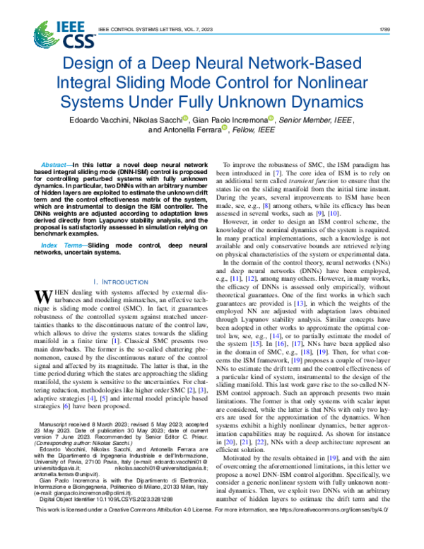 (PDF) Design of a Deep Neural Network-Based Integral Sliding Mode ...