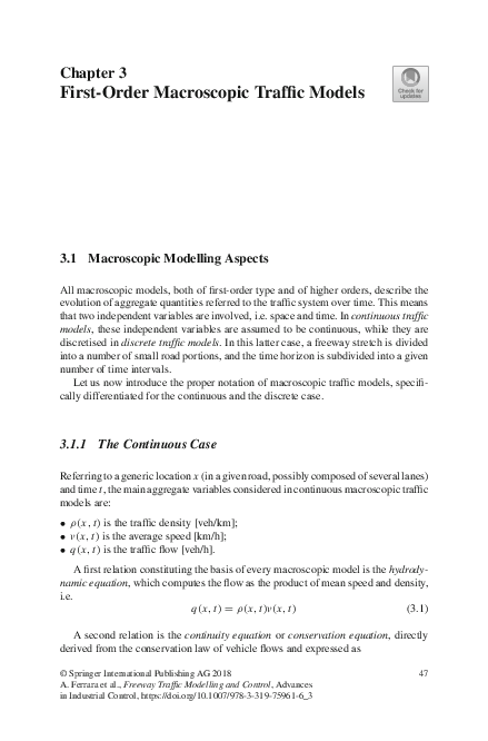 (PDF) First-Order Macroscopic Traffic Models