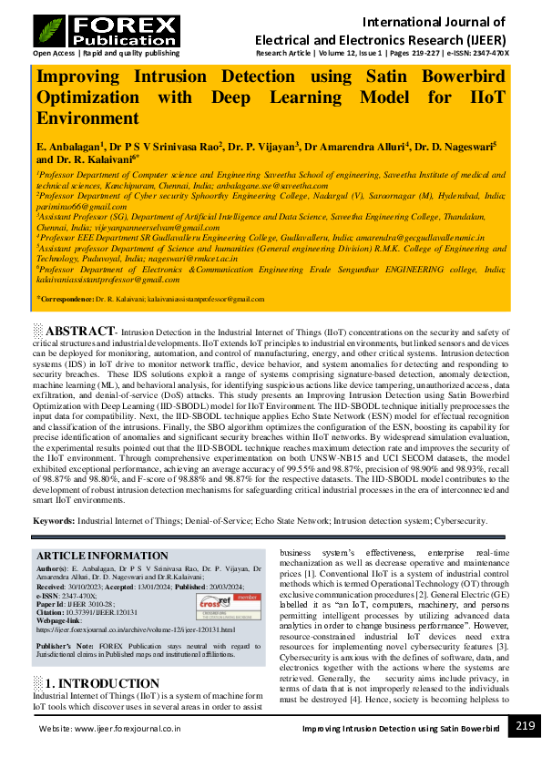 (PDF) Improving Intrusion Detection using Satin Bowerbird Optimization with Deep Learning Model ...