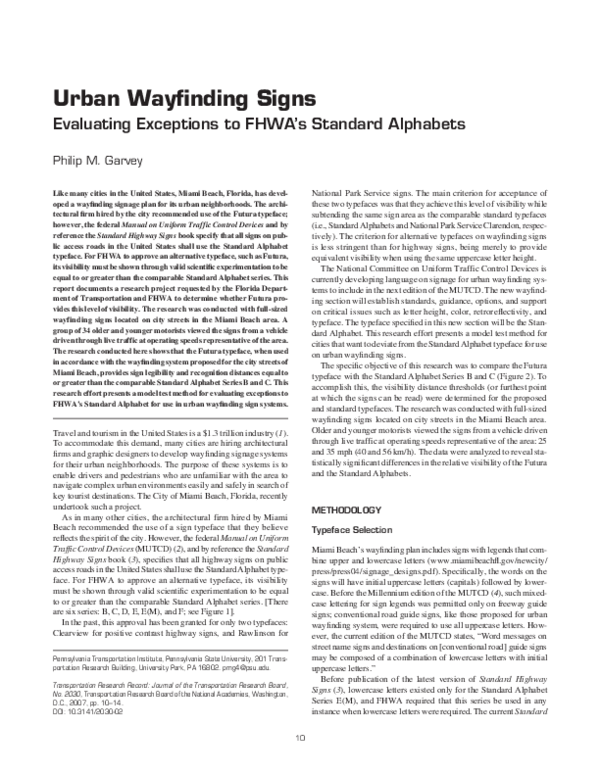 (PDF) Urban Wayfinding Signs: Evaluating Exceptions to FHWA's Standard ...