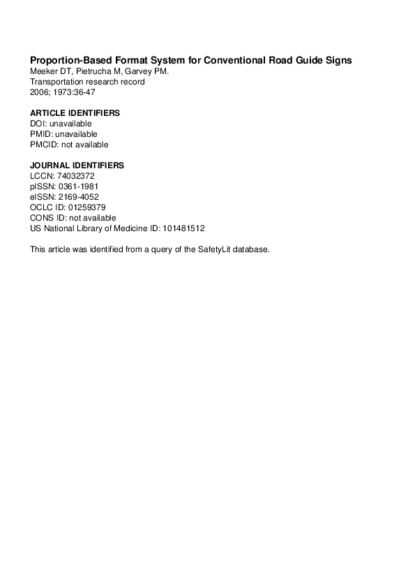 (PDF) Proportion-Based Format System for Conventional Road Guide Signs
