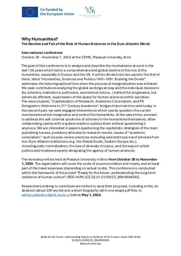 (PDF) Why Humanities? The Decline and Fall of the Role of Human ...