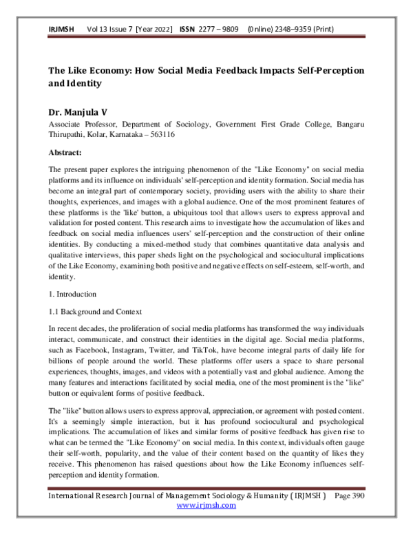 (PDF) The Like Economy: How Social Media Feedback Impacts Self ...