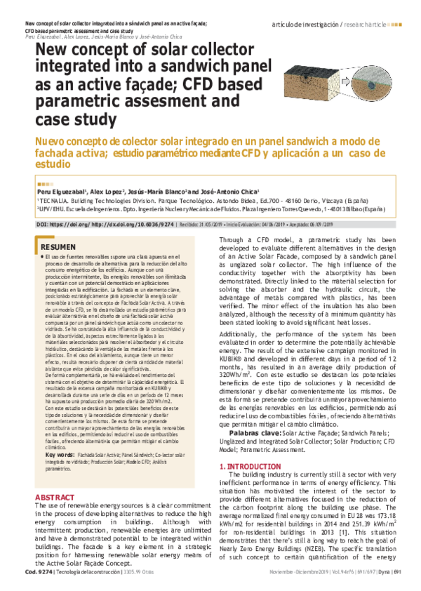 (PDF) Nuevo Concepto De Colector Solar Integrado en Un Panel Sándwich a ...