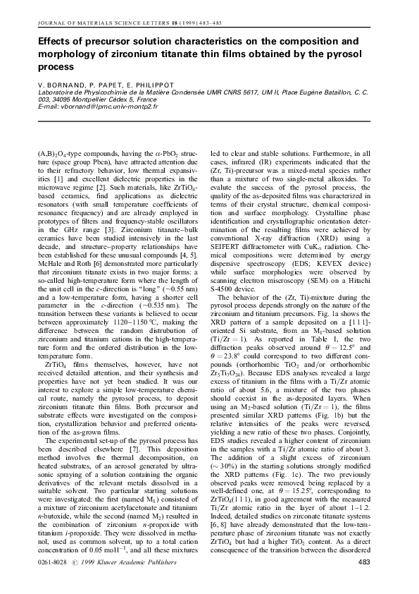 (PDF) Effects of Precursor Solution Characteristics on the Composition ...