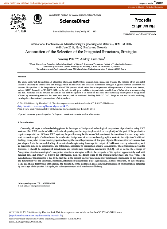 (PDF) Automation of the Selection of the Integrated Structures, Strategies