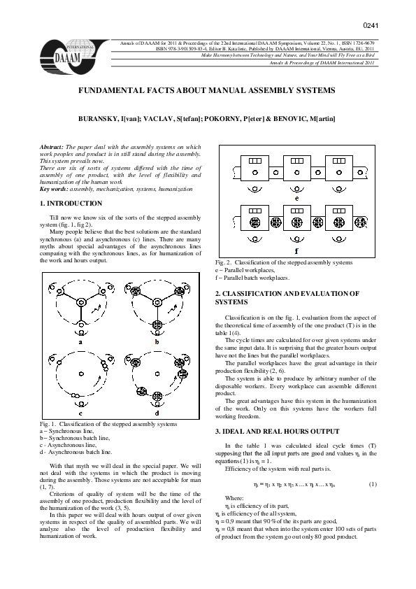 (PDF) Fundamental Facts About Manual Assembly Systems