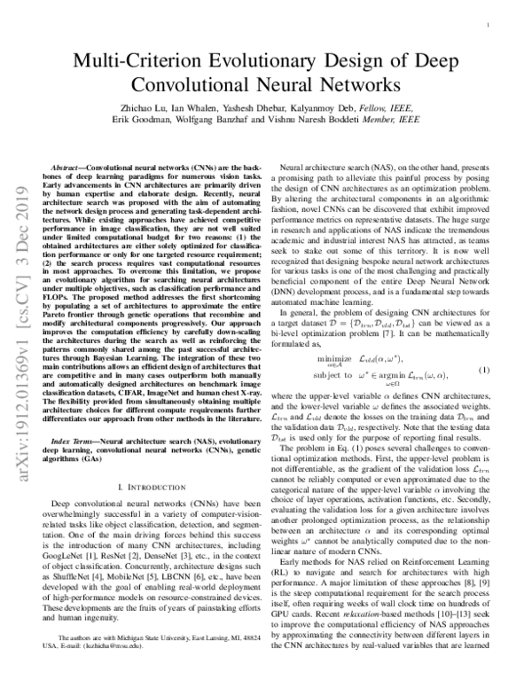 (PDF) Multi-Criterion Evolutionary Design of Deep Convolutional Neural Networks