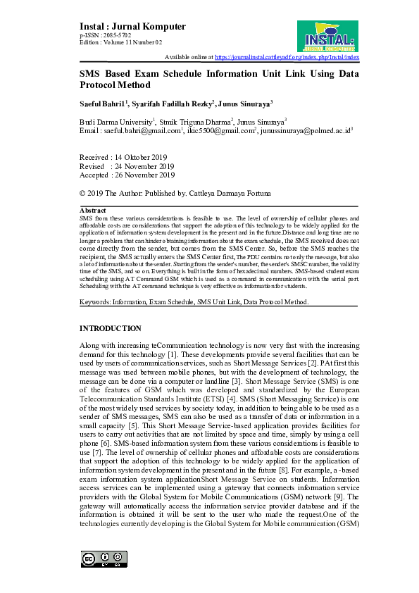 (PDF) SMS Based Exam Schedule Information Unit Link Using Data Protocol ...