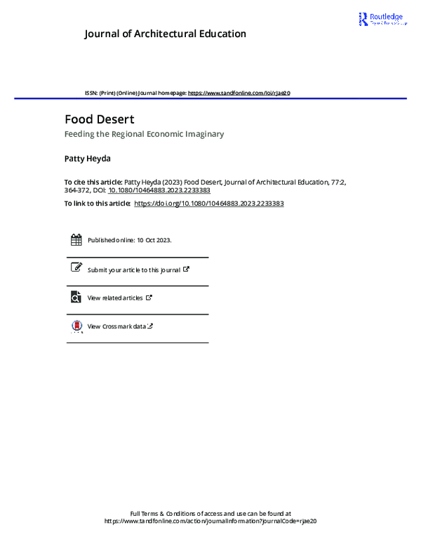 (PDF) Food Desert: Feeding the Regional Economic Imaginary