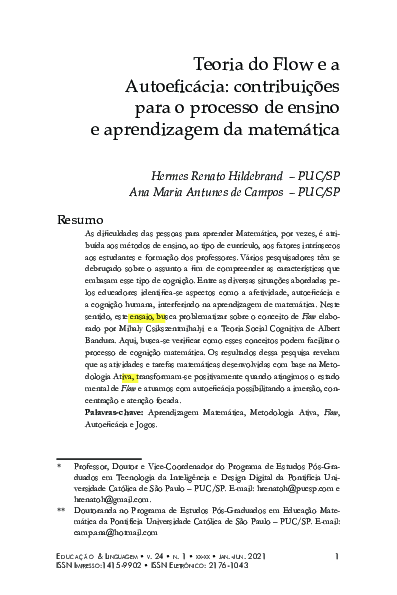 (PDF) Teoria do Flow e a Autoeficácia: contribuições para o processo de ...
