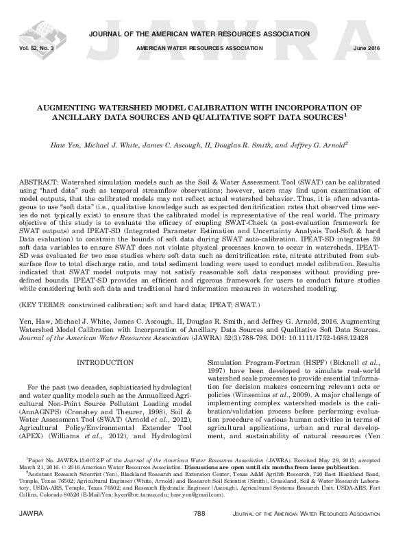 (PDF) Augmenting Watershed Model Calibration with Incorporation of Ancillary Data Sources and ...