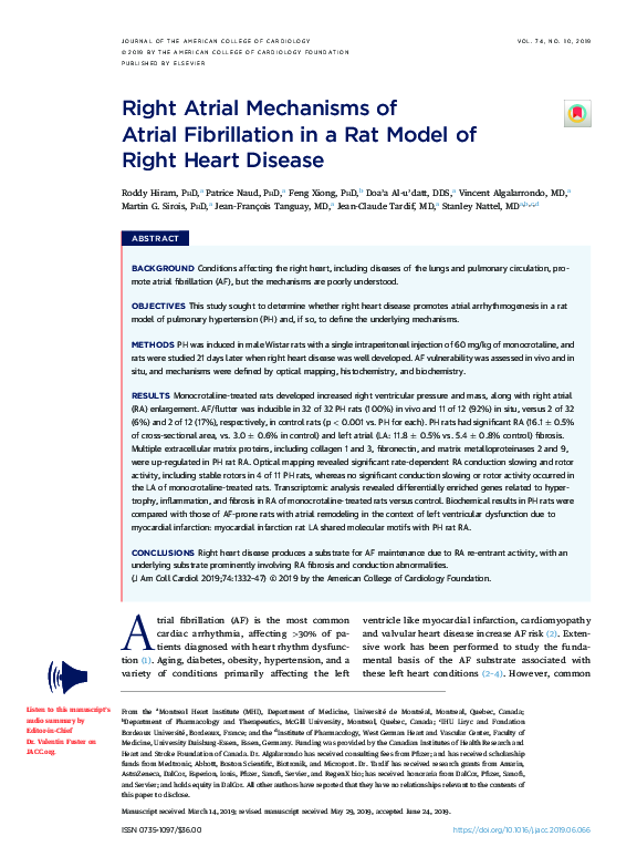 (PDF) Right Atrial Mechanisms of Atrial Fibrillation in a Rat Model of ...