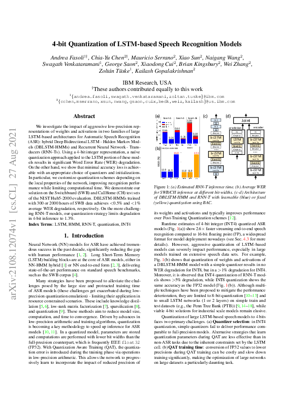 (PDF) 4-Bit Quantization in LSTM Speech Models