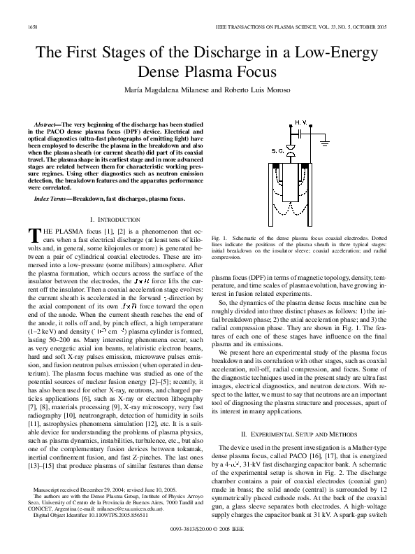 (PDF) The first stages of the discharge in a low-energy dense plasma focus