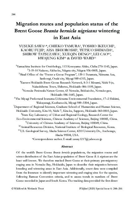 (PDF) Migration routes and population status of the Brent Goose Branta ...