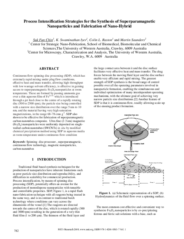 (PDF) Process Intensification Strategies for the Synthesis of Superparamagnetic Nanoparticles ...
