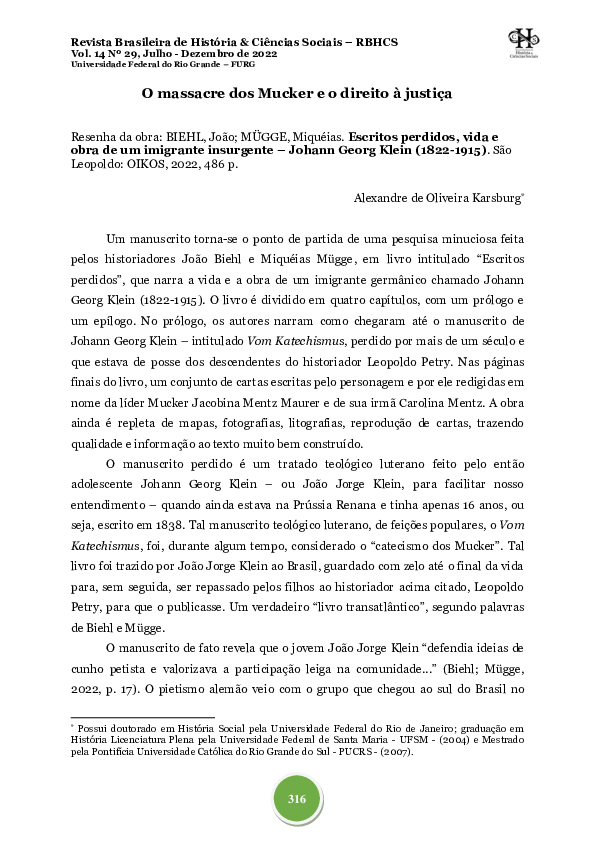 (PDF) O Massacre dos Mucker