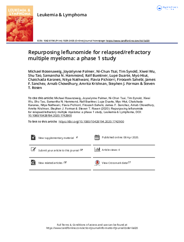 (PDF) Repurposing Leflunomide for Relapsed/Refractory Multiple Myeloma: Final Analysis of a ...