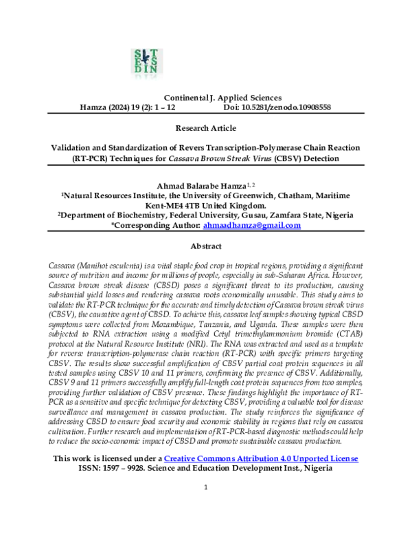 (PDF) Validation and Standardization of Revers Transcription-Polymerase ...