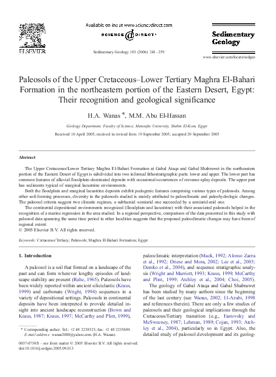 (PDF) Paleosols of the Upper Cretaceous–Lower Tertiary Maghra El-Bahari ...