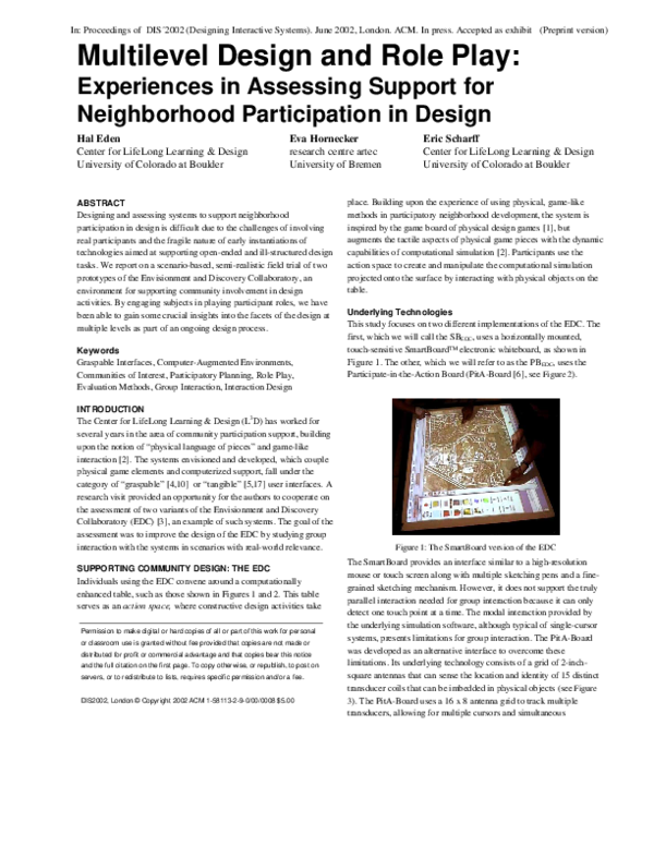 (PDF) Multilevel design and role play