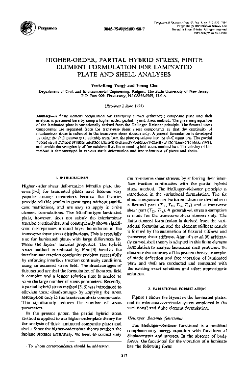 (PDF) Higher-order, partial hybrid stress, finite element formulation for laminated plate and ...