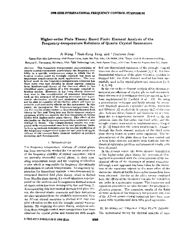 Pdf Higher Order Plate Theory Based Finite Element Analysis Of The Frequency Temperature