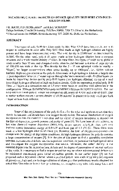 (PDF) Microstructural Defects of Device Quality Hot-Wire Cvd Poly ...