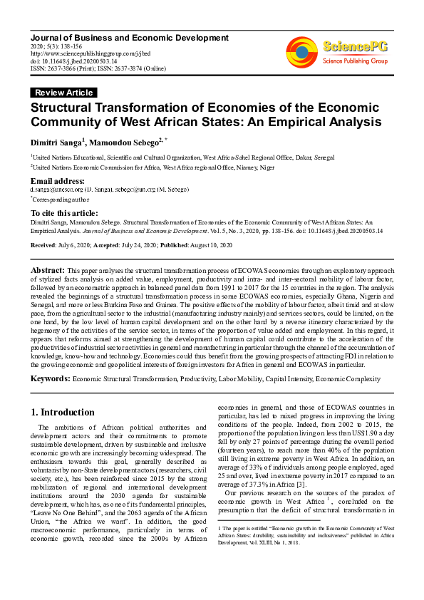 (PDF) Structural Transformation of Economies of the Economic Community ...