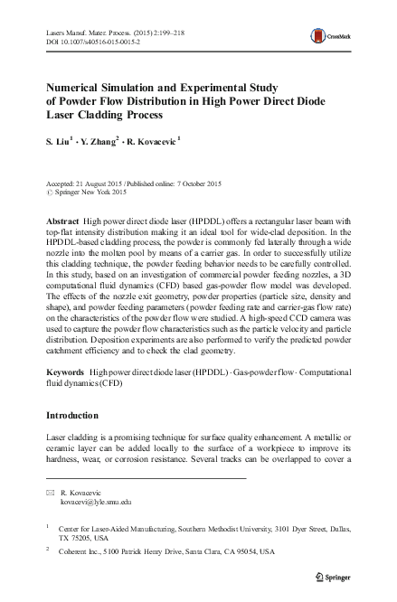 (PDF) Numerical Simulation and Experimental Study of Powder Flow Distribution in High Power ...
