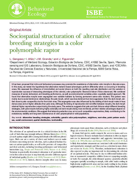 (PDF) Sociospatial structuration of alternative breeding strategies in ...