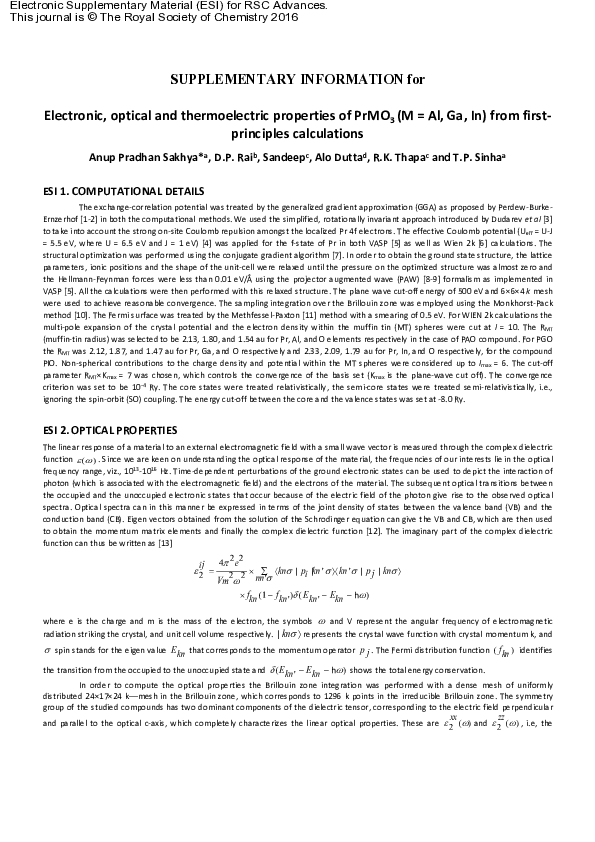 (PDF) Electronic, optical and thermoelectric properties of PrMO 3 (M ...